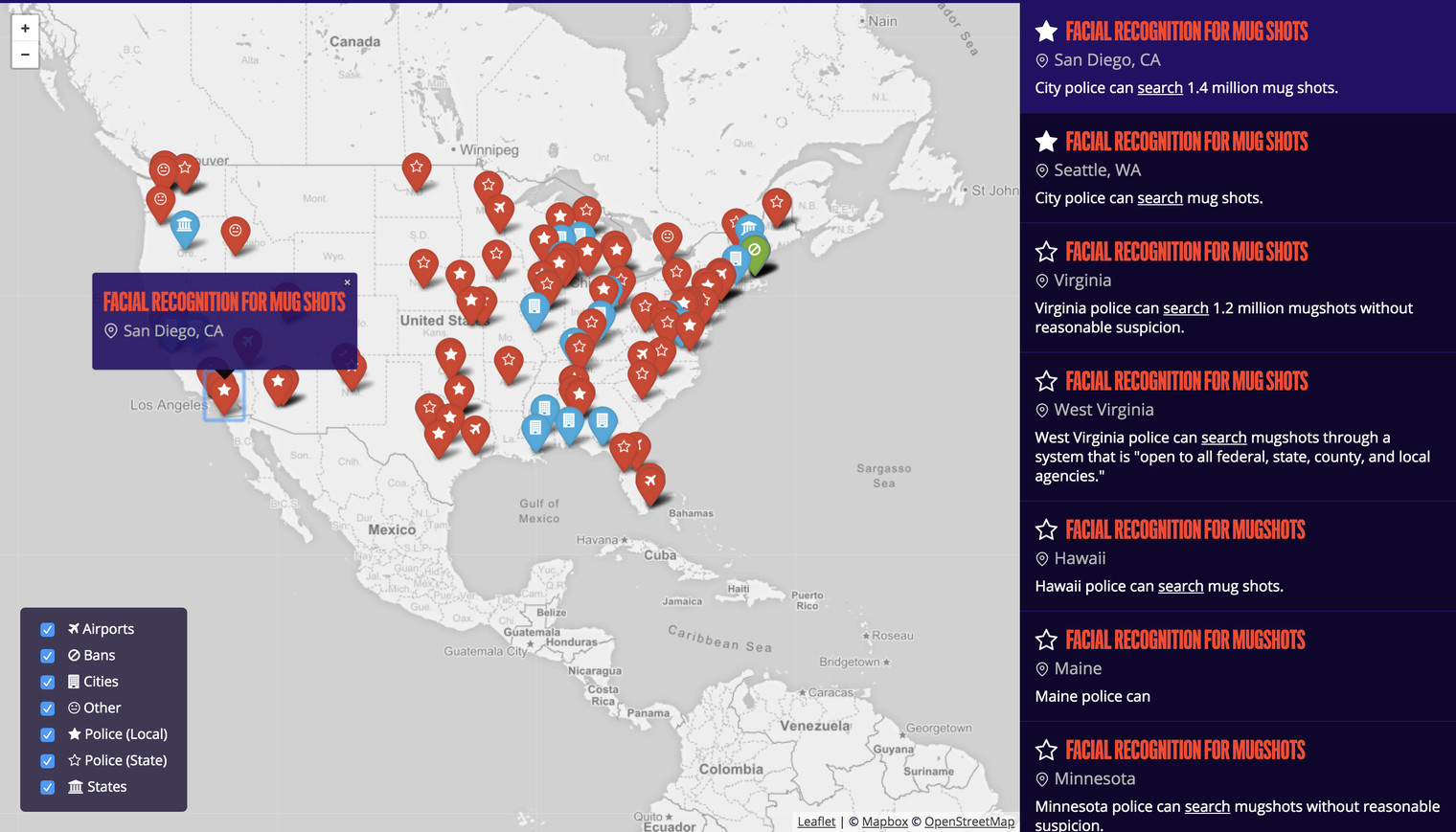 Here’s an interactive map of facial recognition technology in the US ...
